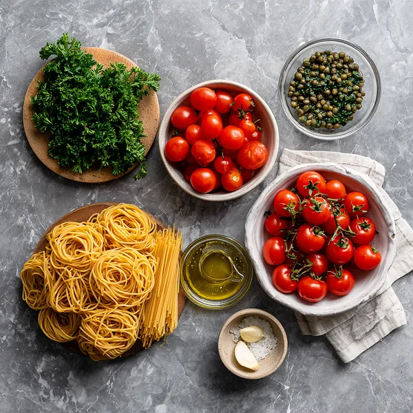Tomato Caper Spaghetti
